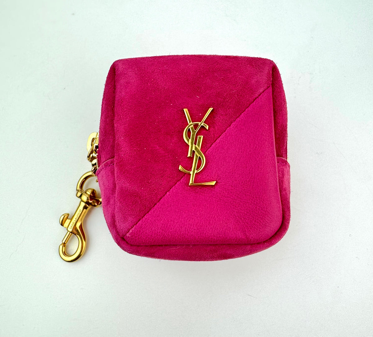 Saint Laurent Ysl Jaime Charm Logo Key Pouch Hot Pink — LSC INC