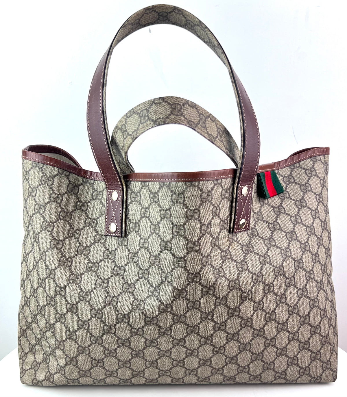 Gucci GG Plus Monogram Medium Signature Web Loop Tote Brown — LSC INC