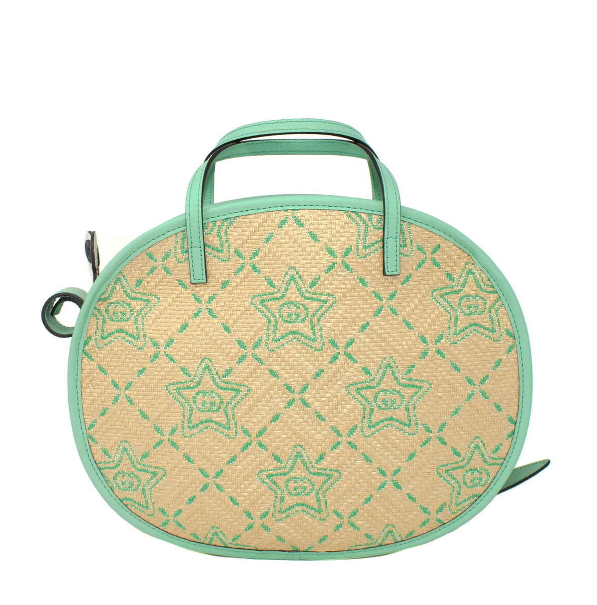 Gucci Beige Raffia & Green Leather Snail Handbag — LSC INC