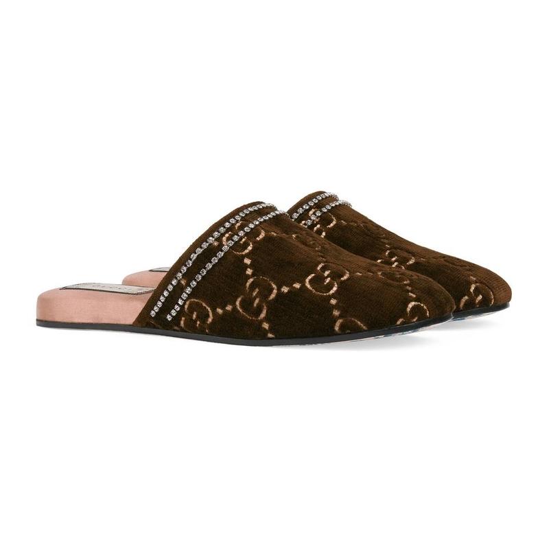 Gucci GG Velvet Crystal Slippers — LSC INC