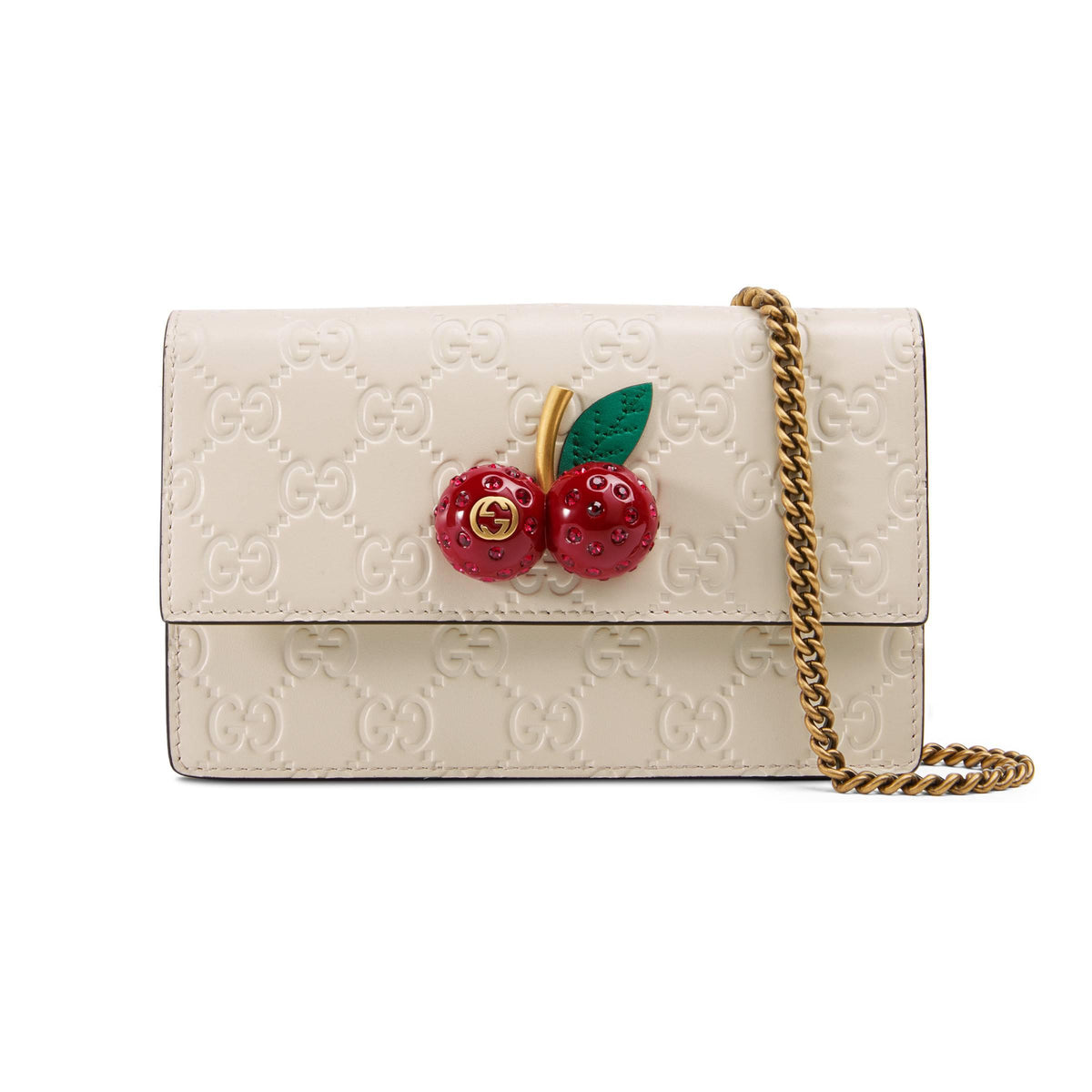 Gucci Guccissima Mini Cherry Chain Bag in White — LSC INC
