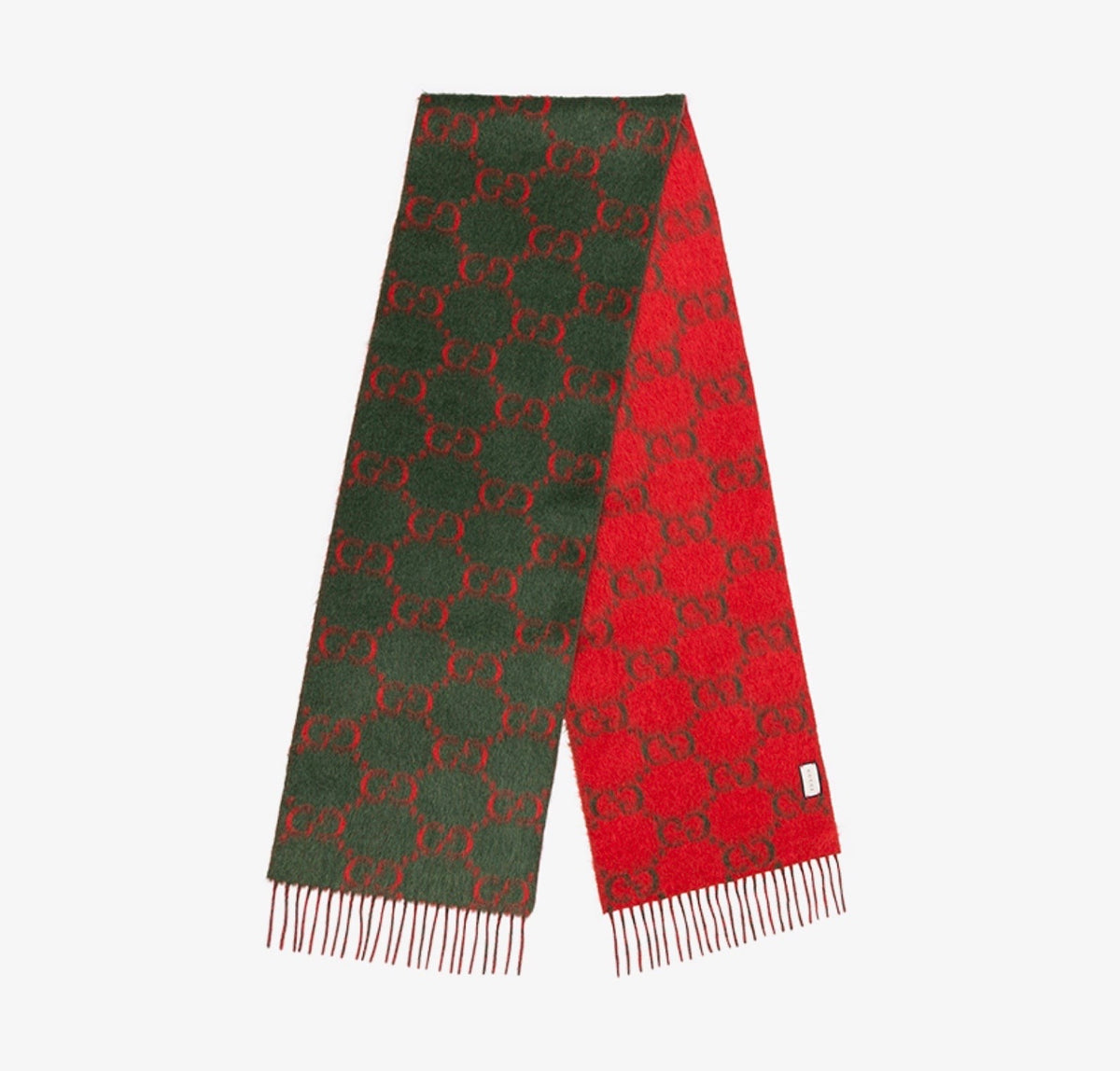 GUCCI RED AND GREEN WOOL SCARF — LSC INC