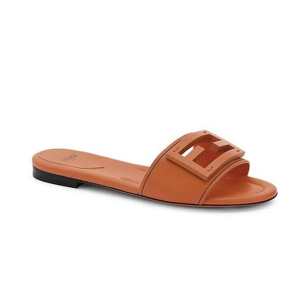 Fendi Signature Brown Leather Slides — LSC INC