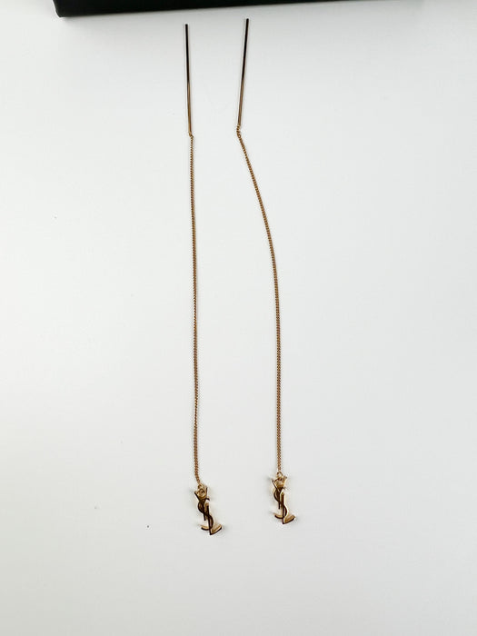 Saint Laurent Opyum Ysl Long Threader Earrings in Metal LSC INC