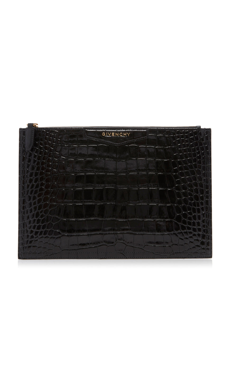 GIVENCHY ANTIGONA CROC-EMBOSSED LEATHER POUCH | LuxurySnob Genuine Pre ...